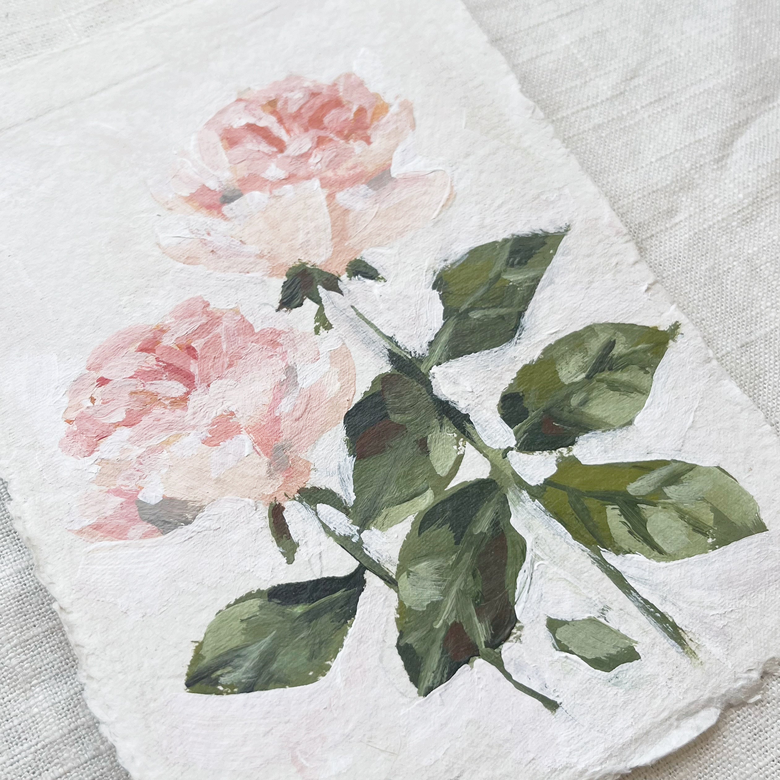 JULIET GARDEN ROSE | ORIGINAL PAINTING ON HANDMADE PAPER 5"X7 ...