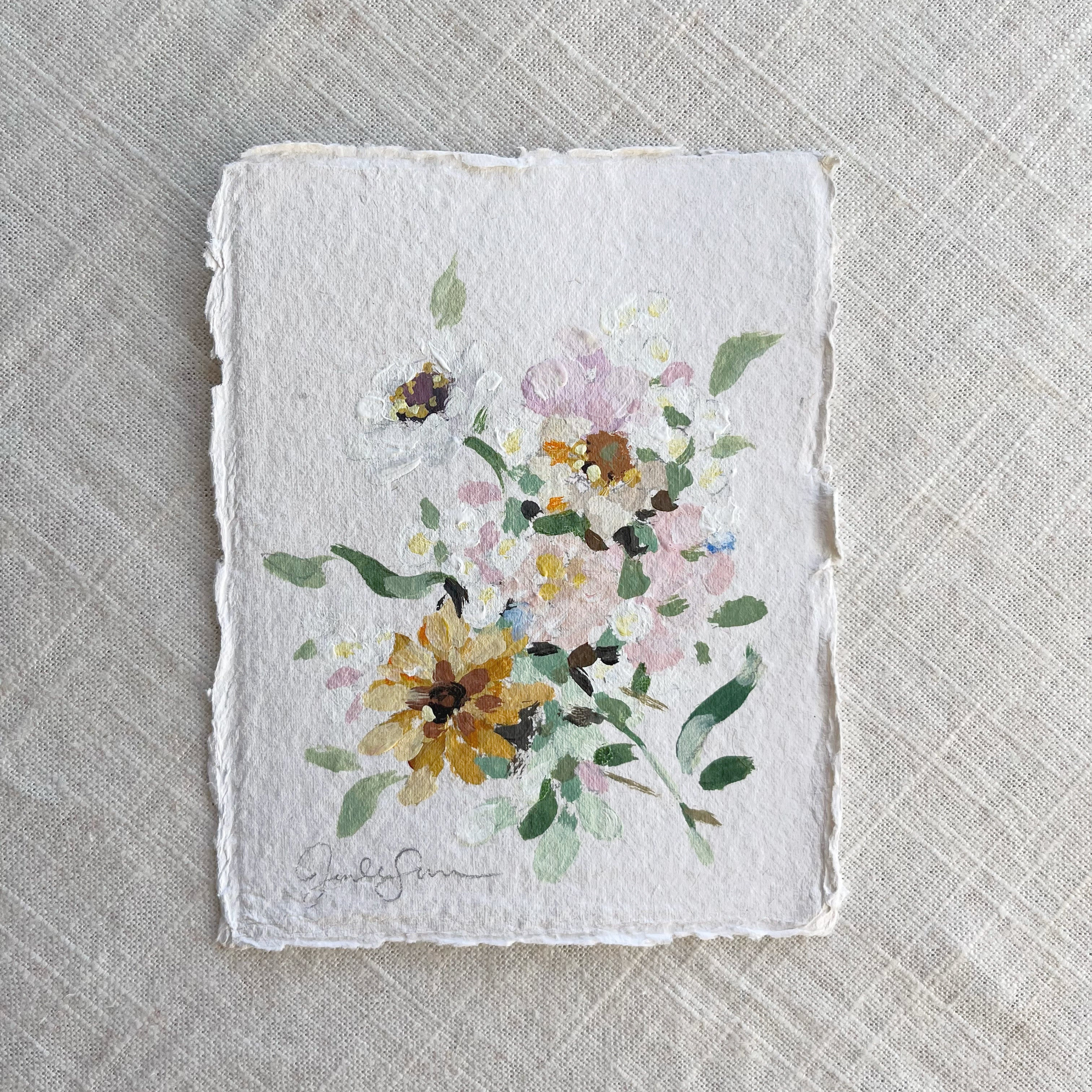 ZINNIA BOUQUET NO. 2 | ORIGINAL PAINTING ON HANDMADE PAPER 4"X6 ...
