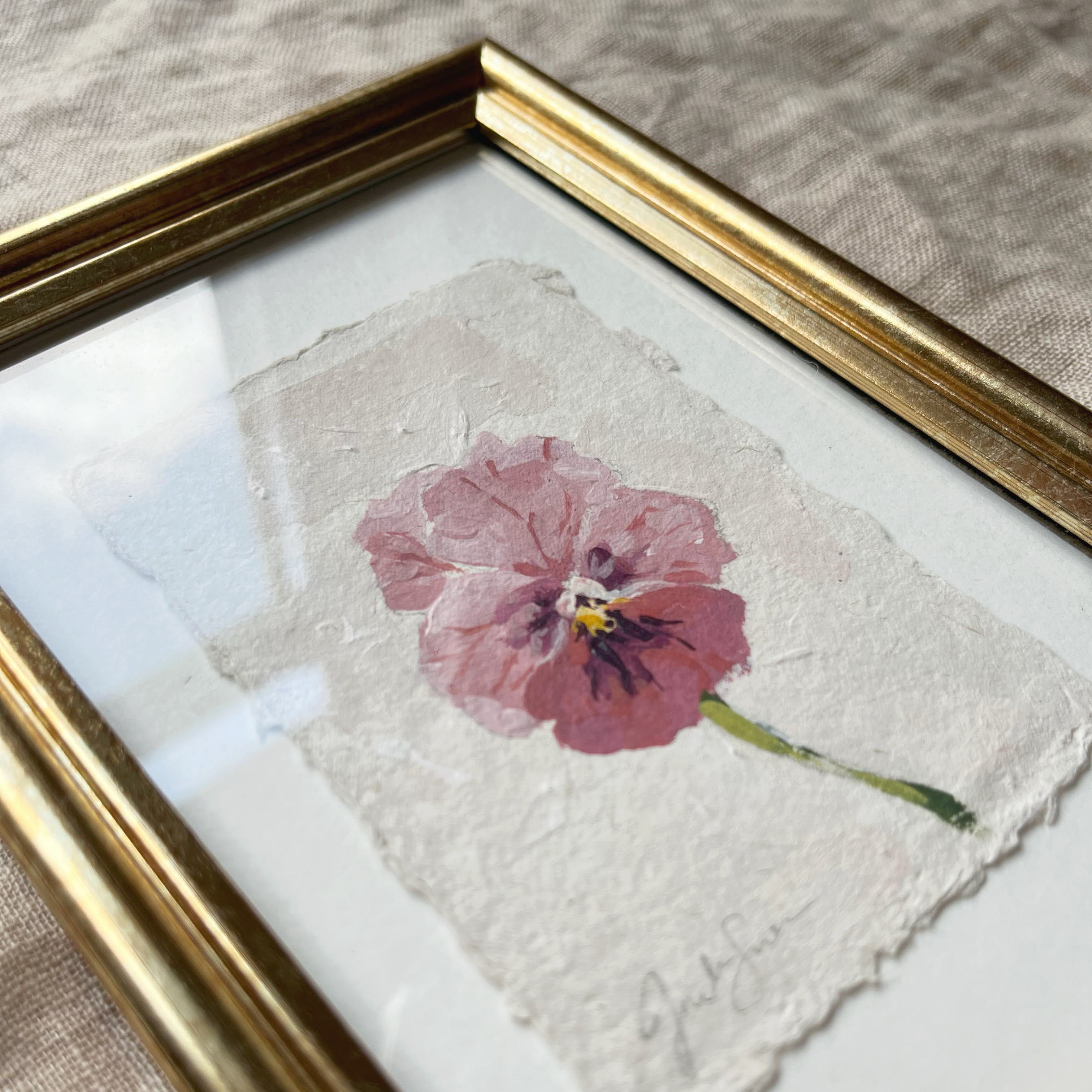 PINK PANSY | 3"x4" ORIGINAL PAINTING FRAME INCLUDED – Janelle Susan Art