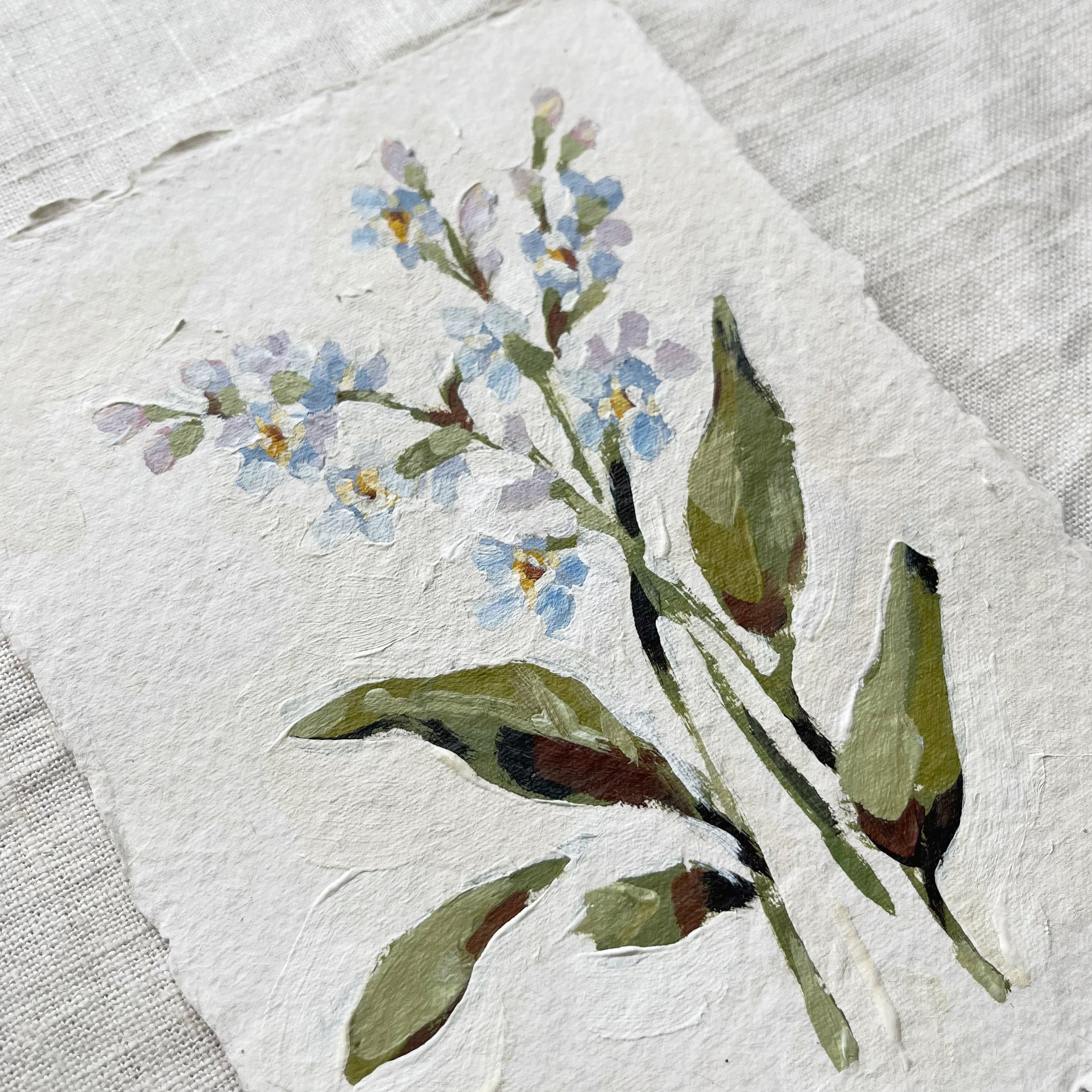 FORGET ME NOTS | ORIGINAL PAINTING ON HANDMADE PAPER 5"X7" – Janelle ...